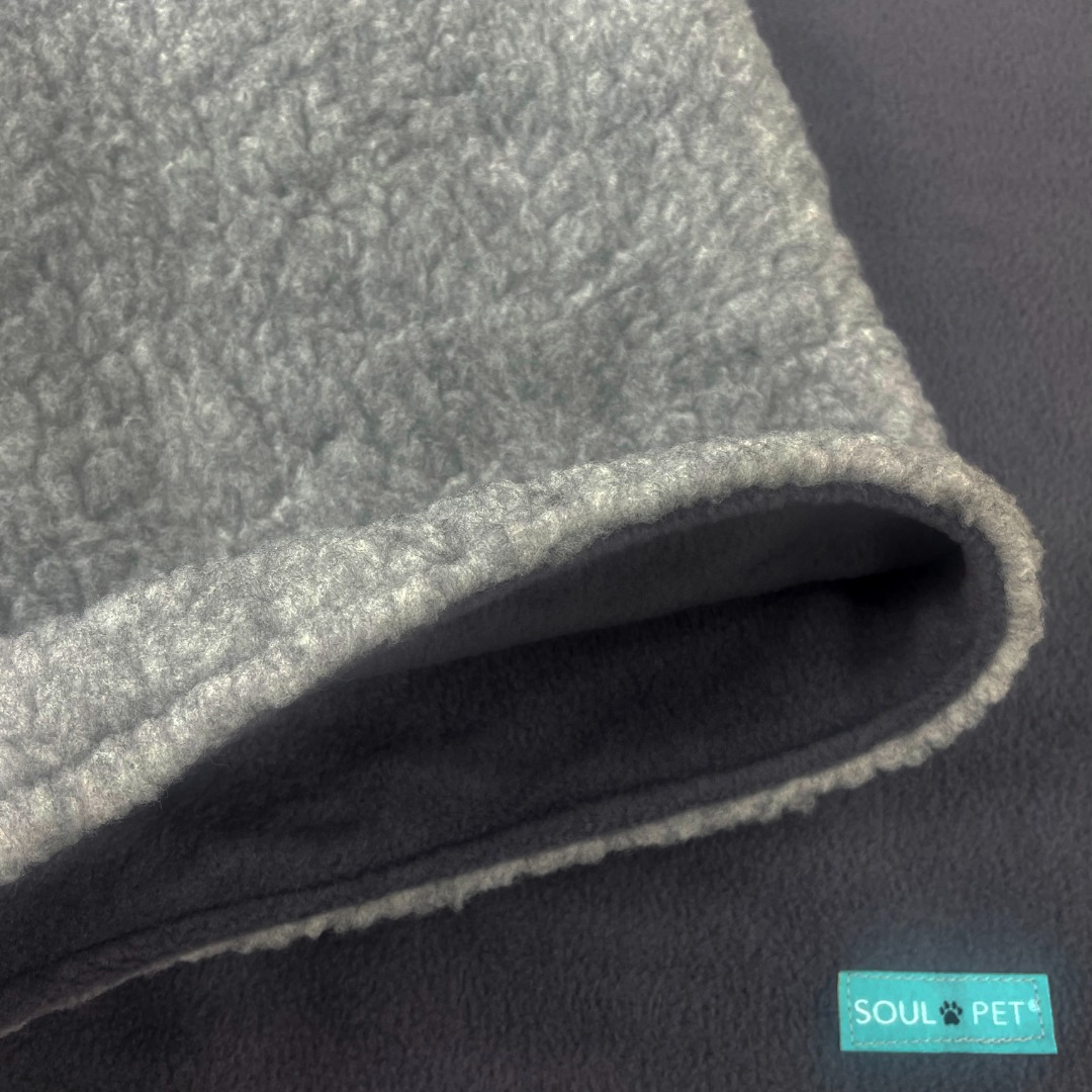 SoulPet Plush Country Grey Fleece Dog Blanket with Sherpa Fleece Back ...