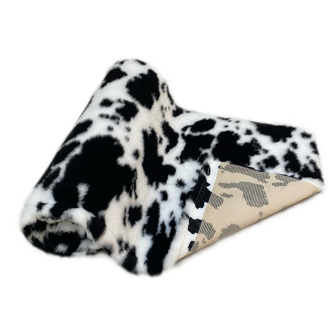 Cow Print Black White Vet Bedding Non-Slip Whelping Fleece Dog Puppy ...